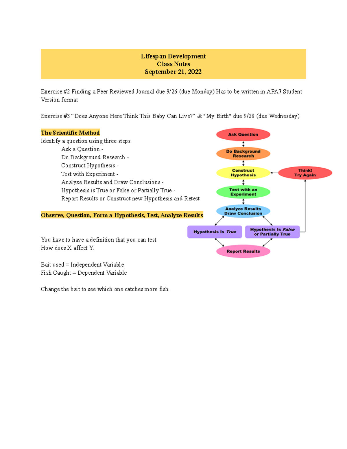 Lifespan Development - Scientific Method - Lifespan Development Class ...