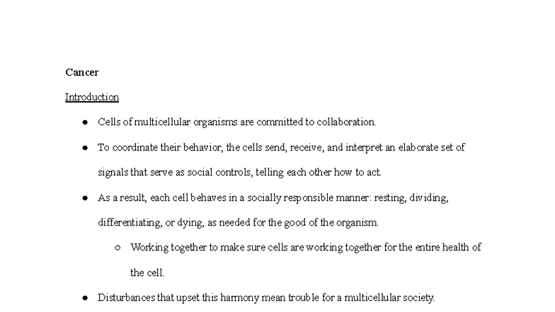Cancer Study Guide: Understanding Cell Behavior and Tumor Formation ...
