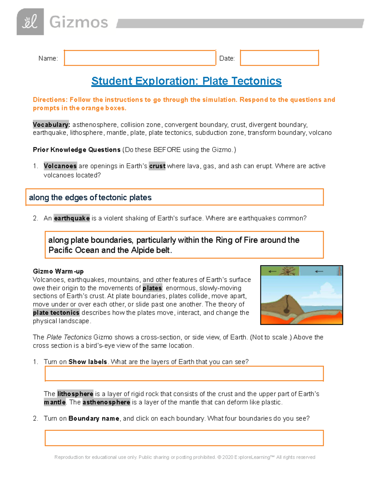 Exploration Guide: Plate Tectonics SE - Connor Bennison - Studocu