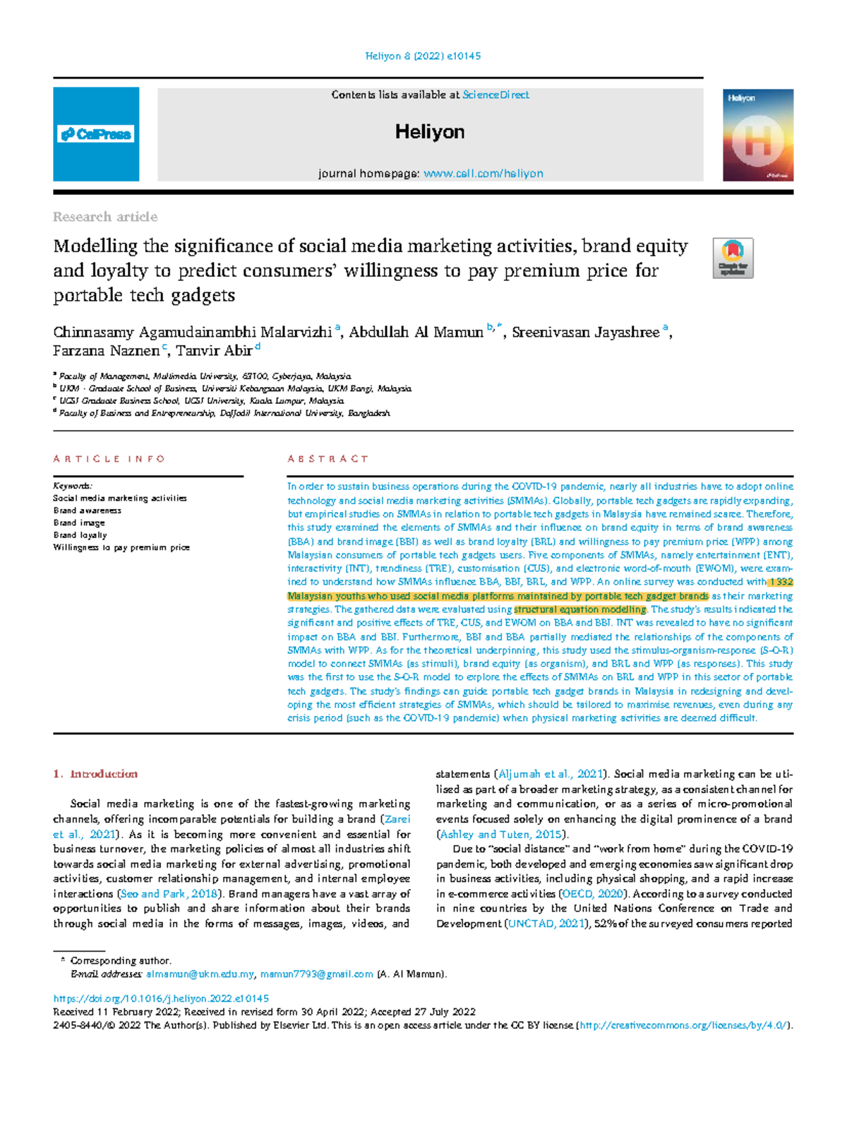 Social Media Marketing and Brand Equity in Portable Tech Gadgets ...