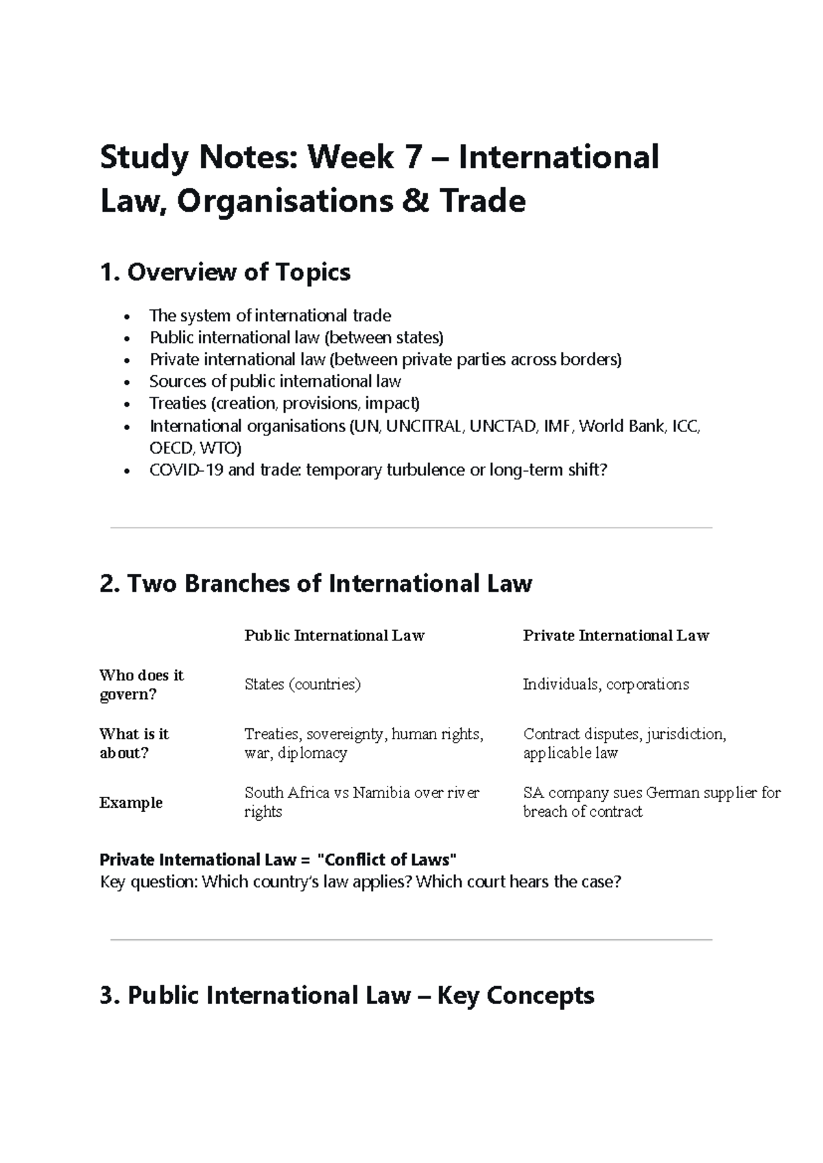 LAIT Study Notes: Week 7 on International Law and Trade - Studocu