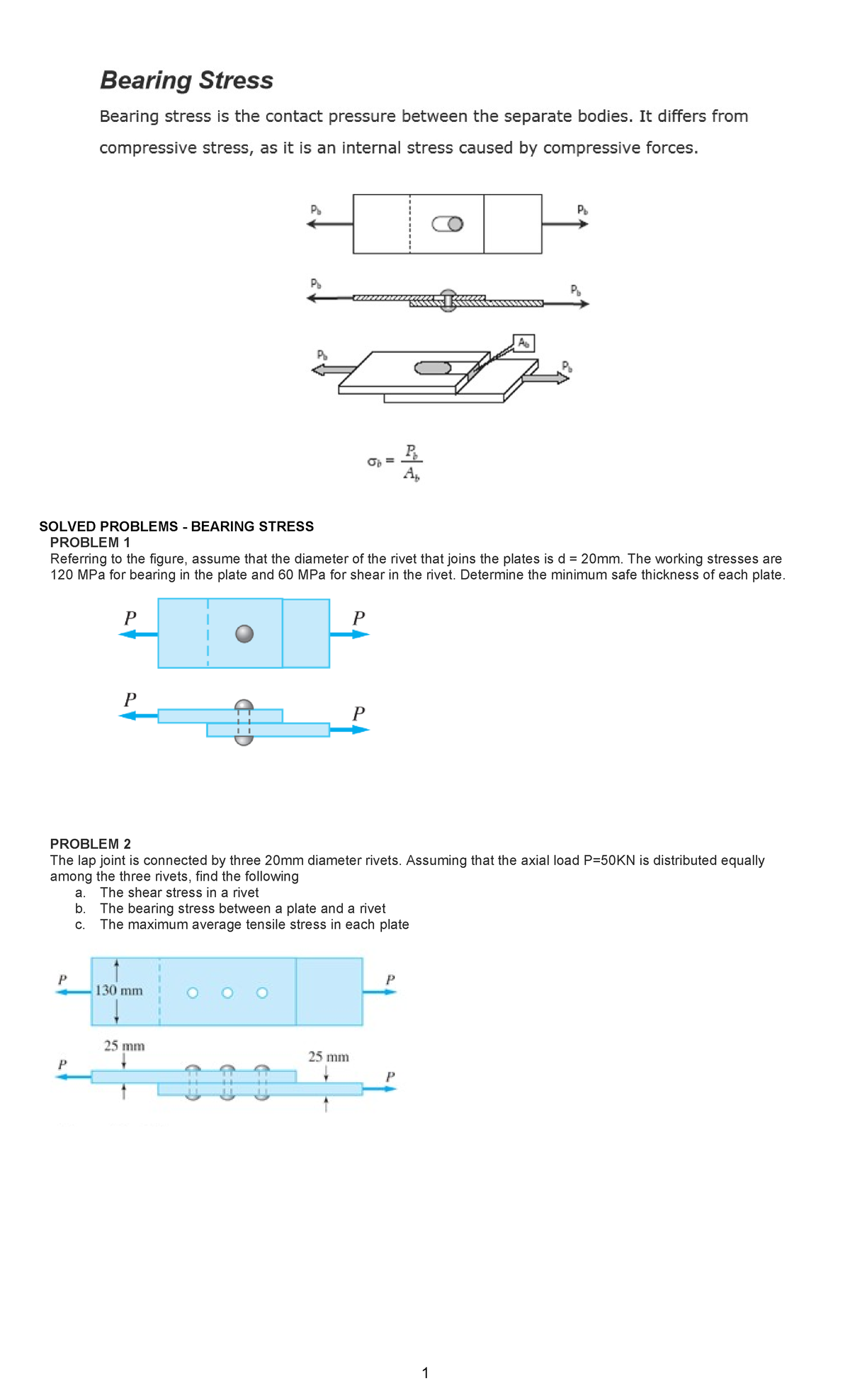 Module 3 - Bearing Stress: Solved Problems and Analysis - Studocu