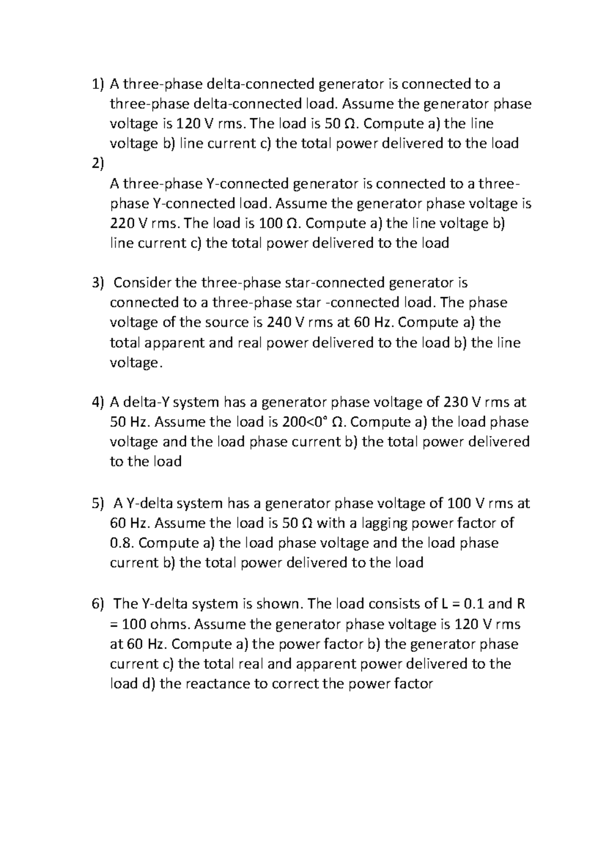 3-Phase System Tutorial: Voltage, Current & Power Calculations - Studocu