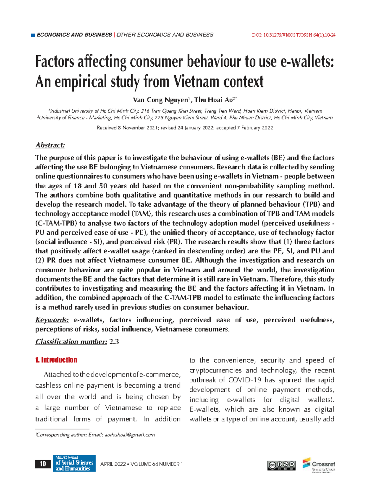 ECON 101: Factors Influencing Vietnamese Consumer Behavior in E-Wallet ...