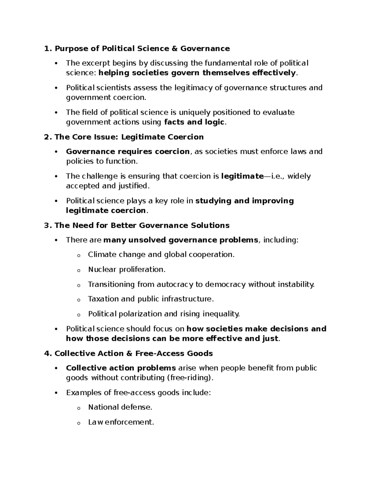 Pols study guide - exam 1 - 1. Purpose of Political Science ...