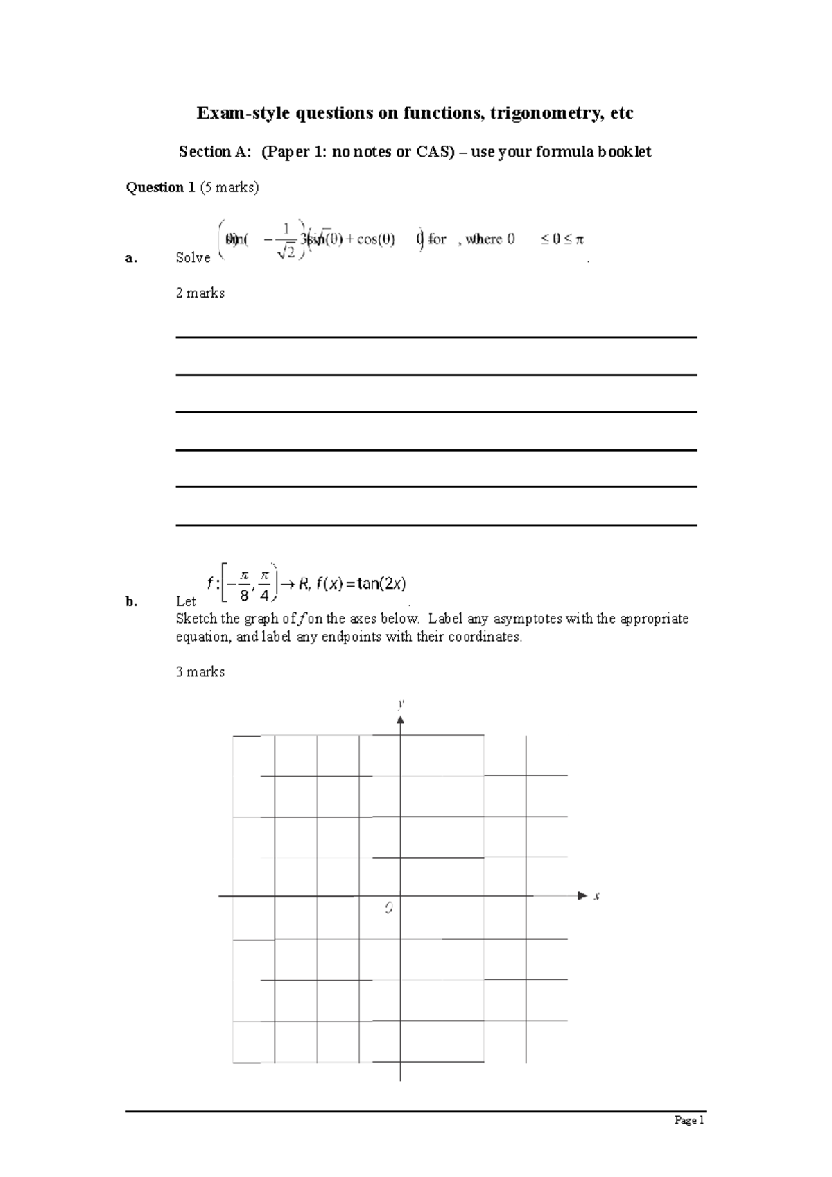 Functions - Exam-Style Questions (Paper 1 & 2) - Studocu