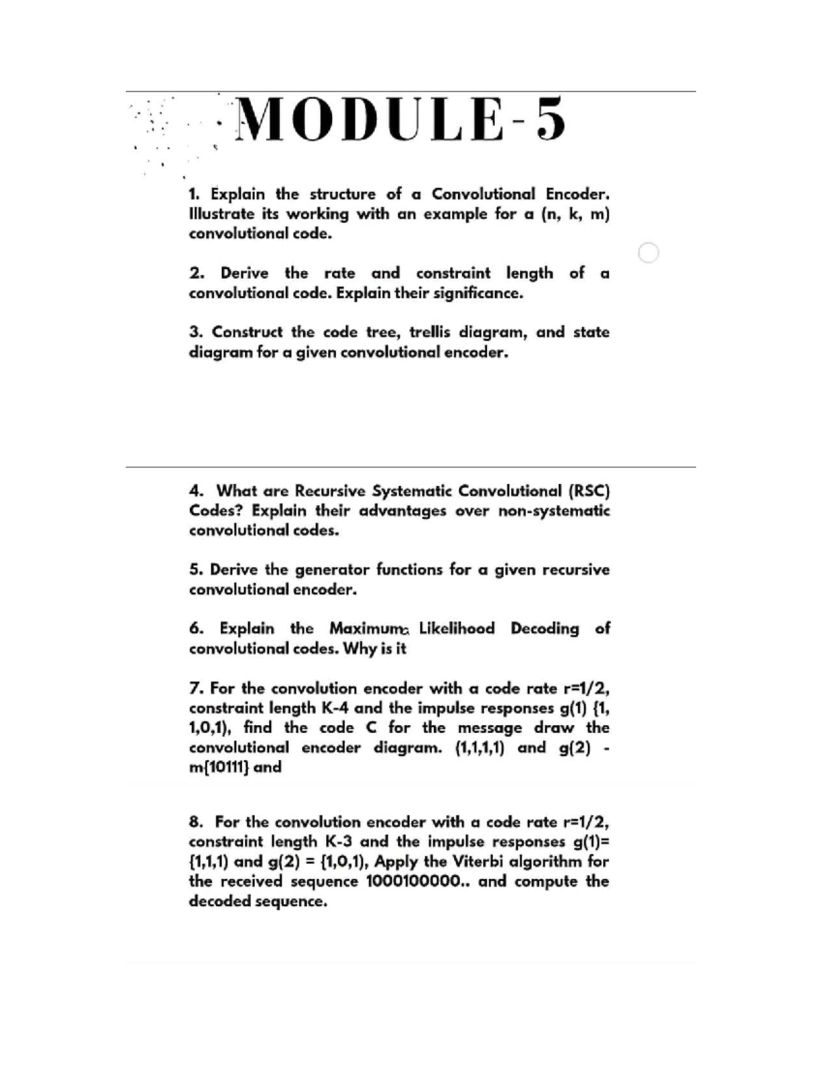 Module 5 - Convolutional Encoder Structure & Analysis (CS 101) - Studocu