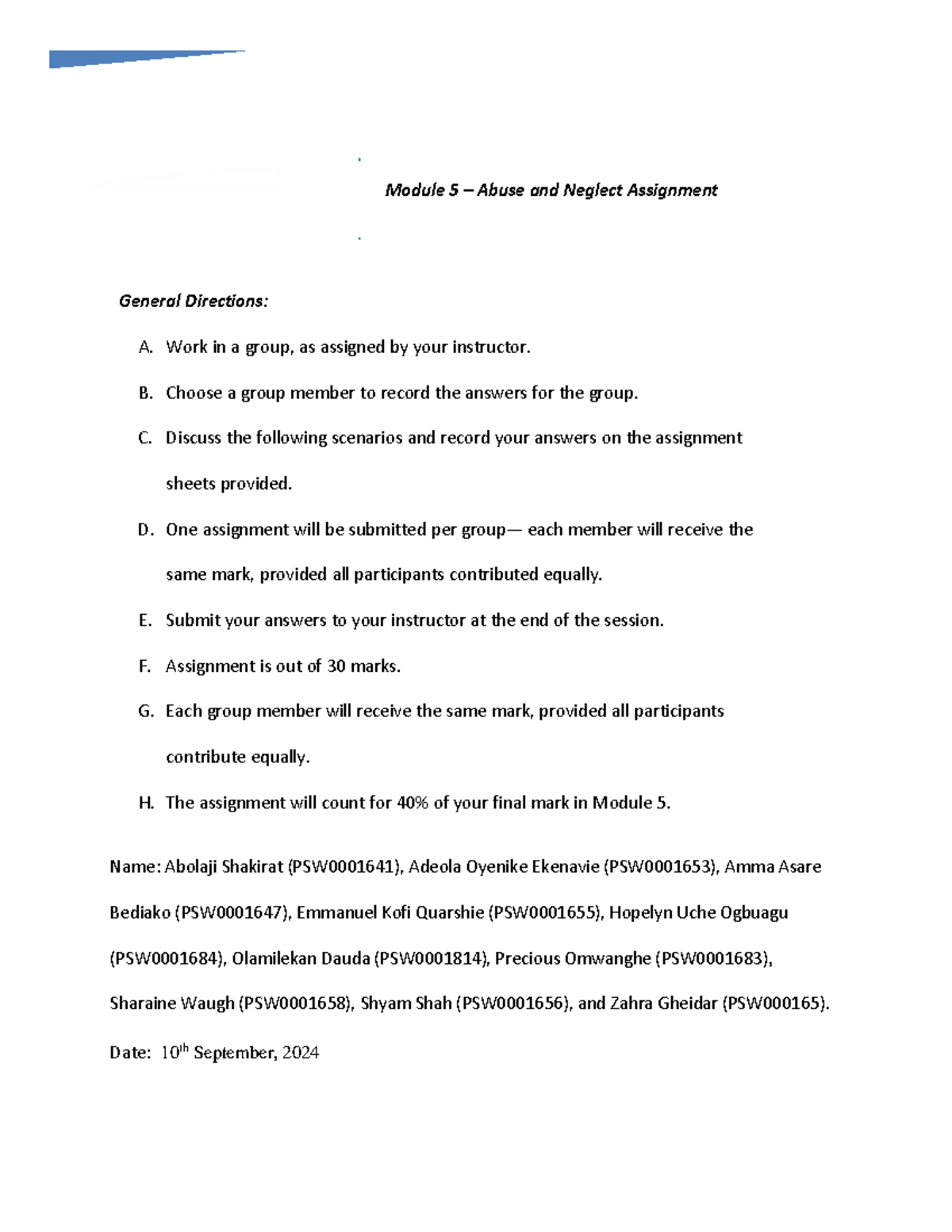 Module 5 Case Study: PSW Response to Abuse and Neglect Situations - Studocu