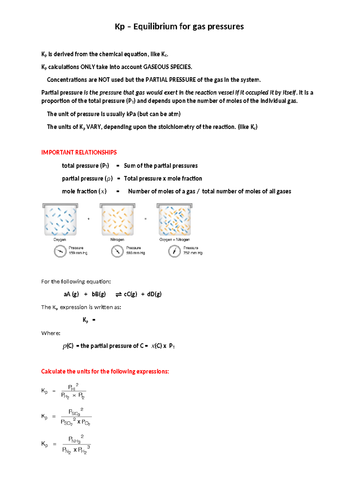 Handout 3 Kp notes for students AYB - Kp – Equilibrium for gas ...