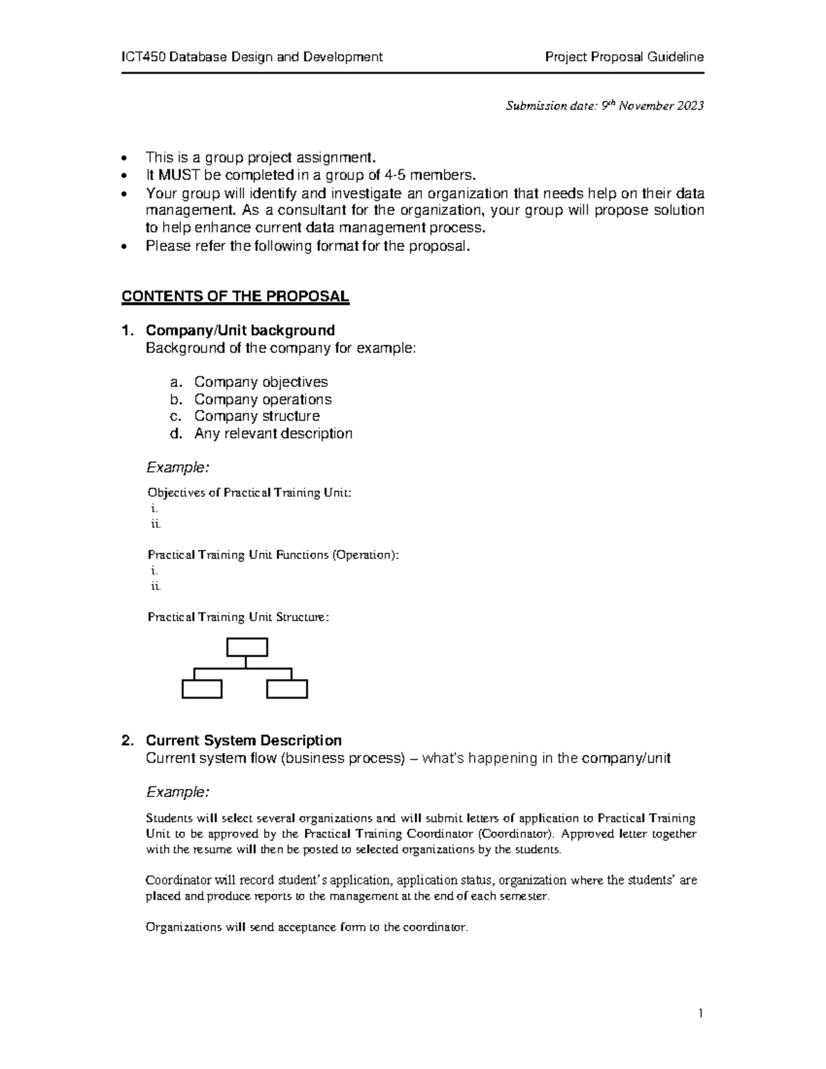 Proposal Guideline - ICT450 Database Design and Development Project ...