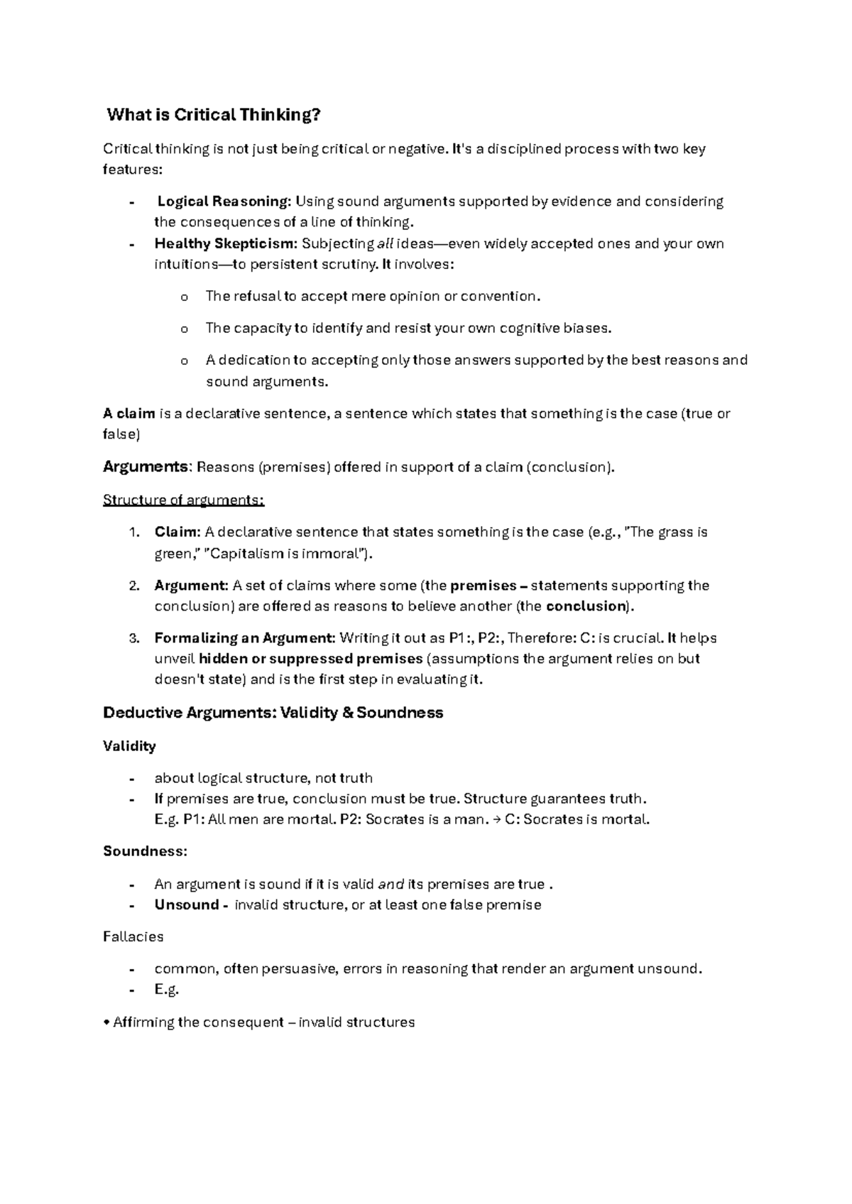 Critical Thinking: Key Concepts and Ethical Implications - Studocu