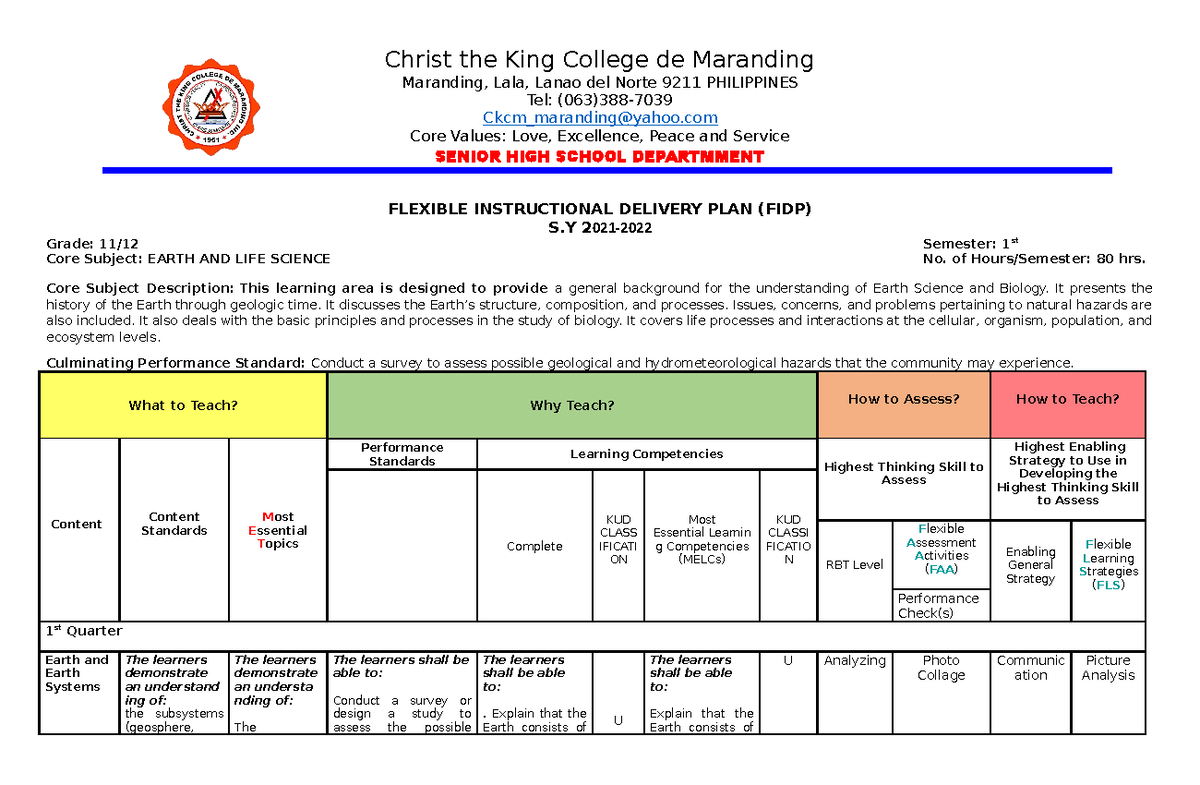 Earth-and-Life-Science-FIDP-Darwin-Urbano - Christ the King College de ...