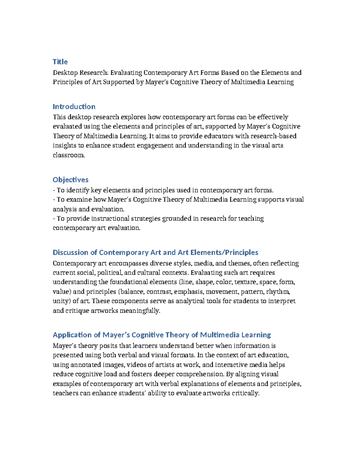 Desktop Research: Evaluating Contemporary Art Forms & Multimedia ...