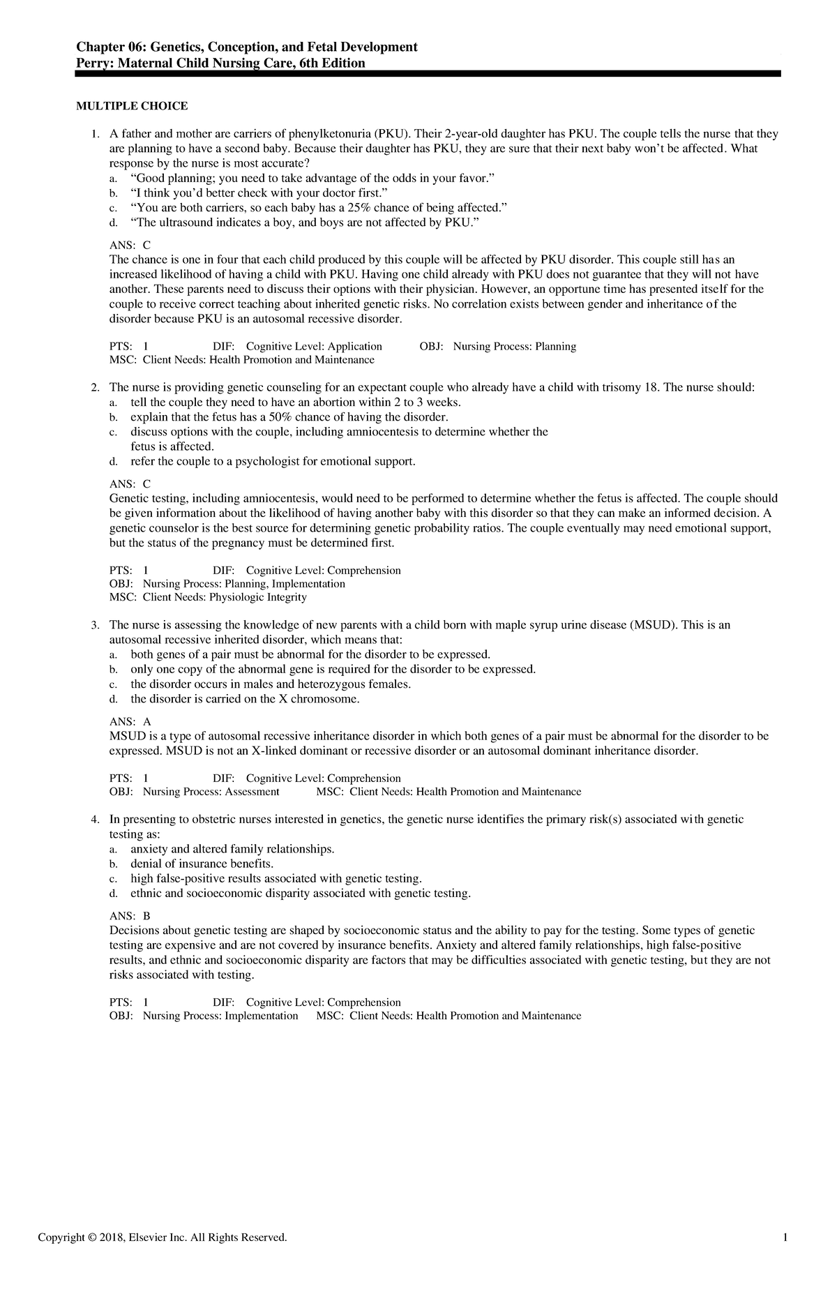 Genetics and Fetal Development - Study Guide for Nursing Care (NUR 101 ...