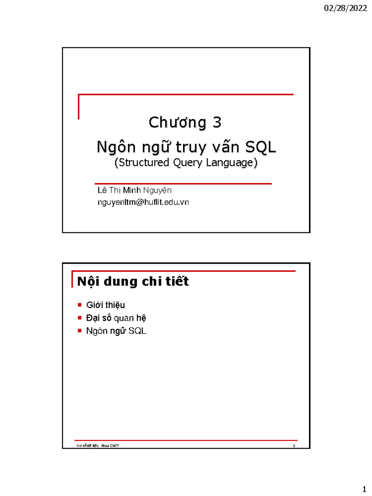 Cơ sở dữ liệu: Tổng quan về Ngôn ngữ truy vấn SQL (SQL) - Studocu