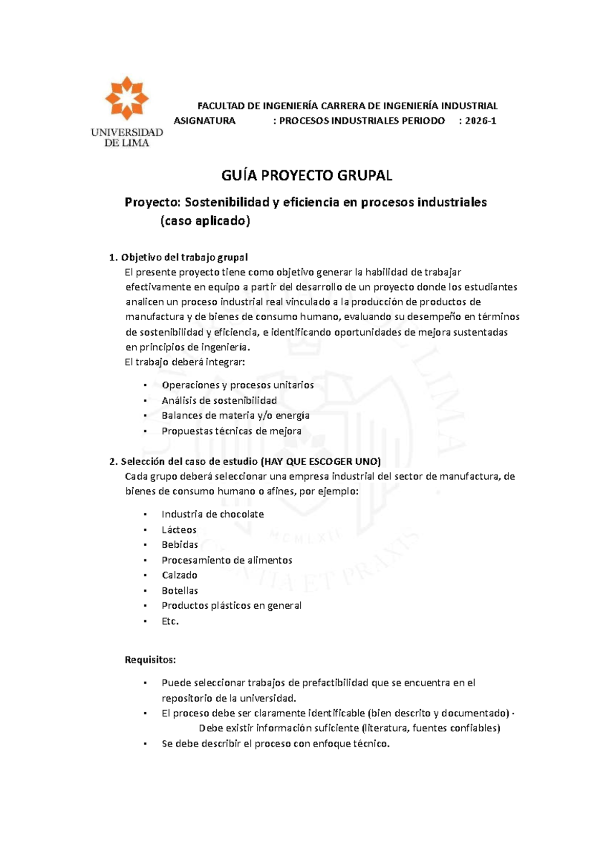 Guía Proyecto Grupal: Sostenibilidad en Procesos Industriales (PI-2023 ...