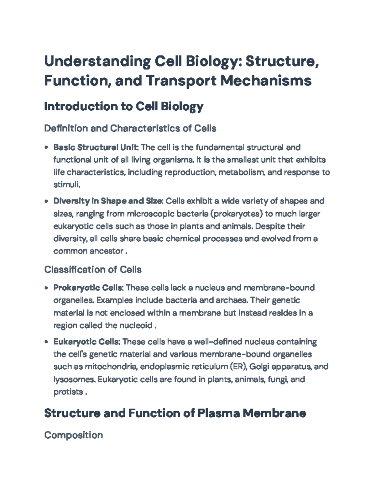 Understanding Cell Biology: Structure, Function & Transport Mechanisms ...