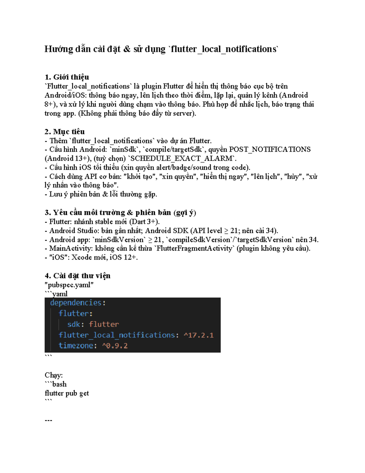 Hướng dẫn cài đặt & sử dụng flutter_local_notifications trong Flutter - Studocu