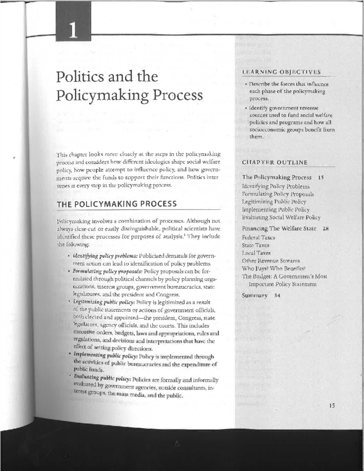 Politics and the Policymaking Process: Understanding Social Welfare ...