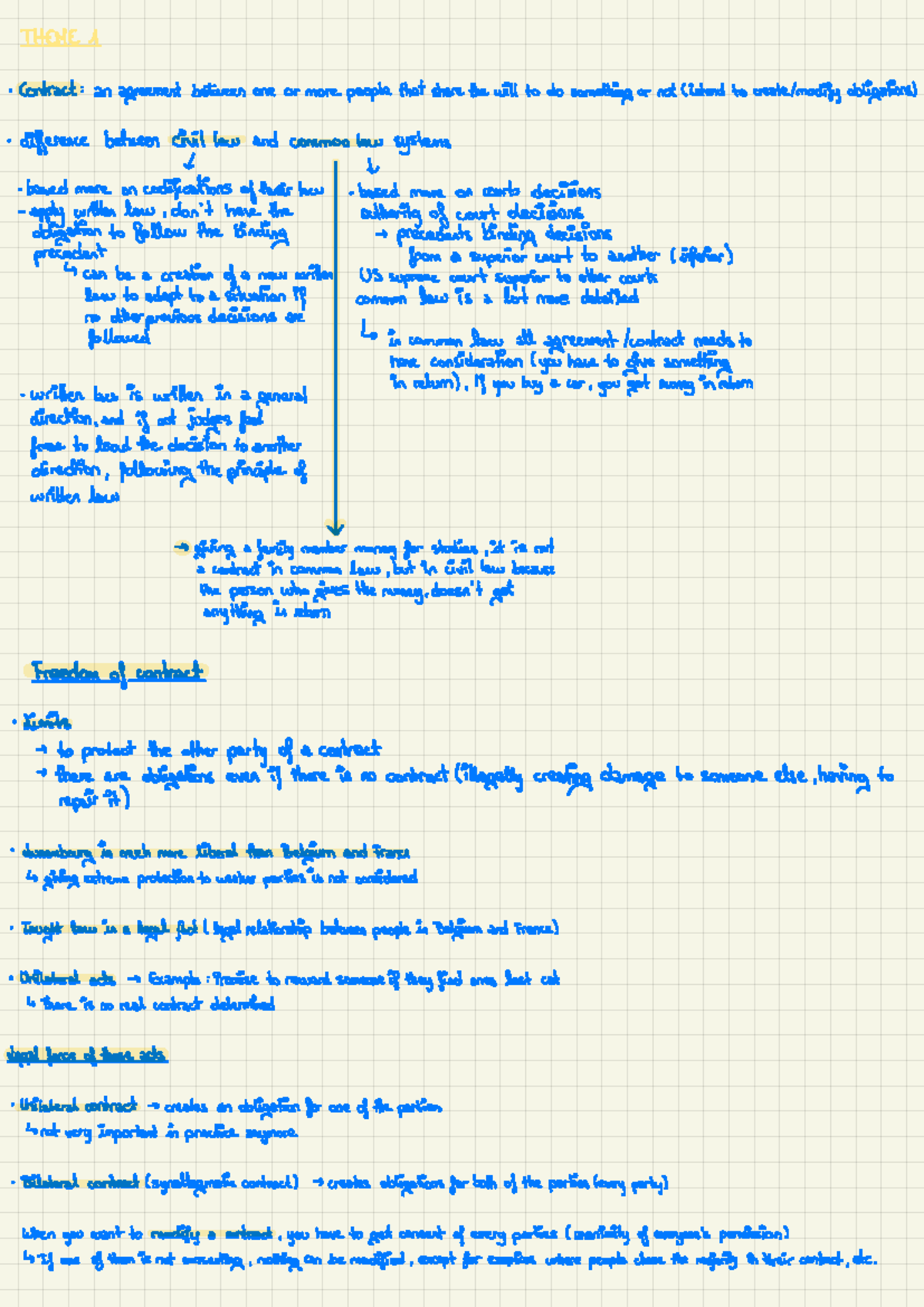 Contract Law Notes - Theme 1: Understanding Common Law and Civil Law ...