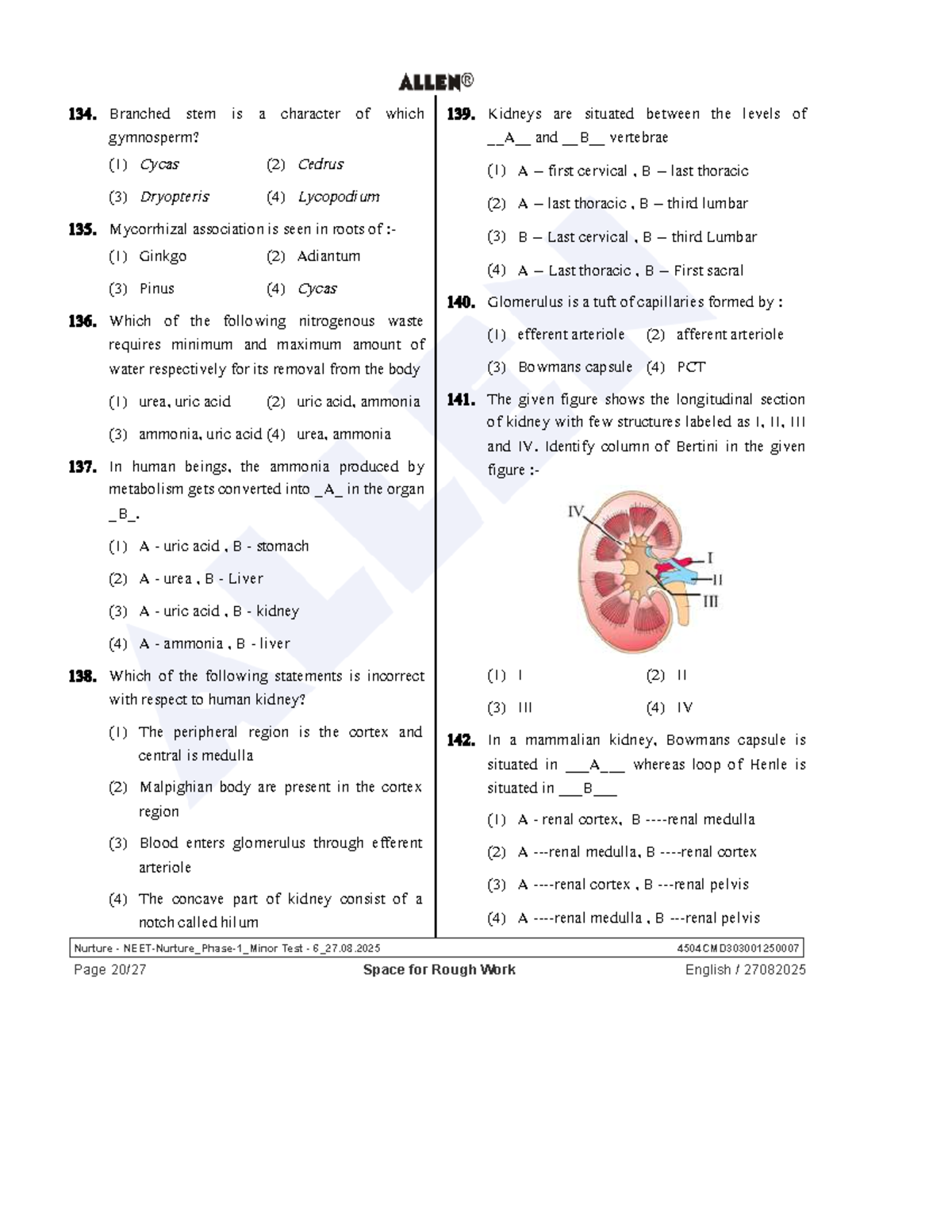 Zoology Homework: Kidney Functions and Nephron Structure (Nurture Test ...
