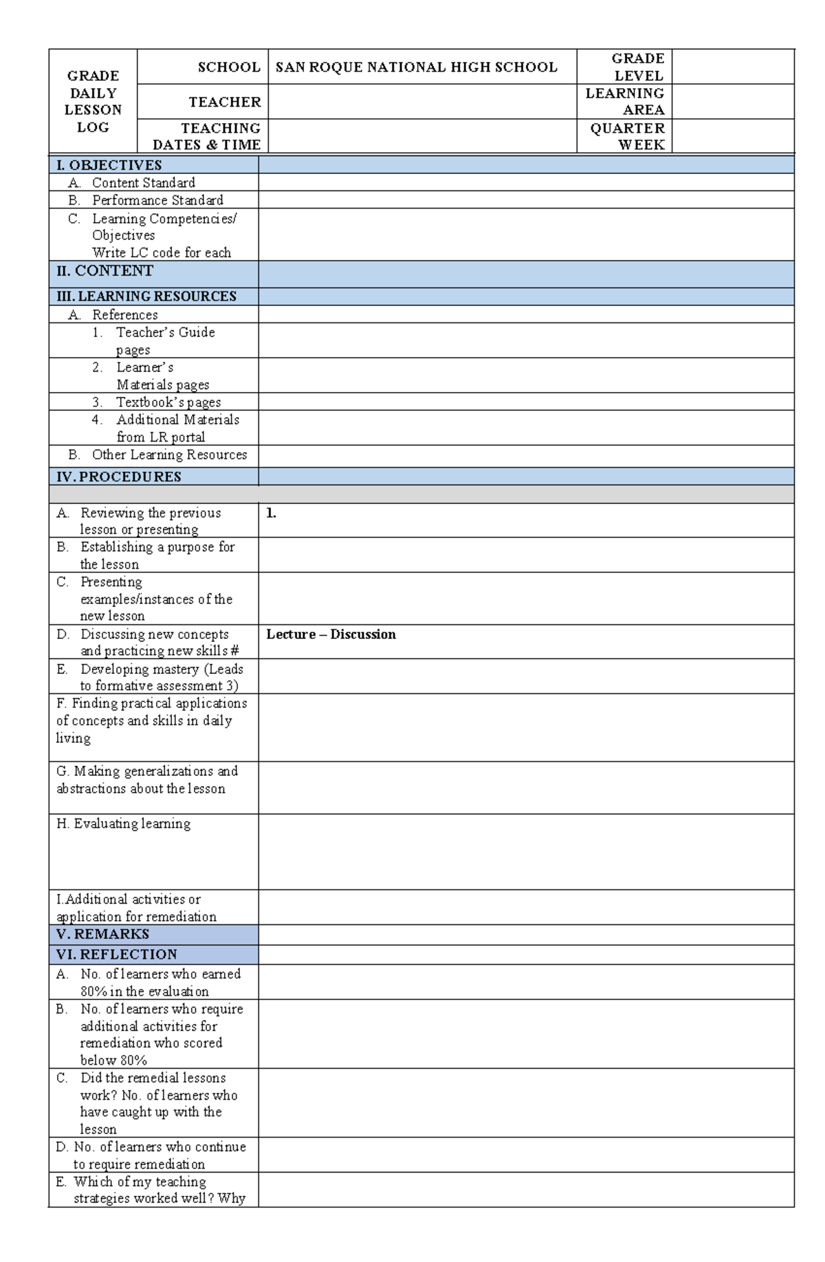 DLL - Daily Lesson Log for Grade Level Achievements - Studocu