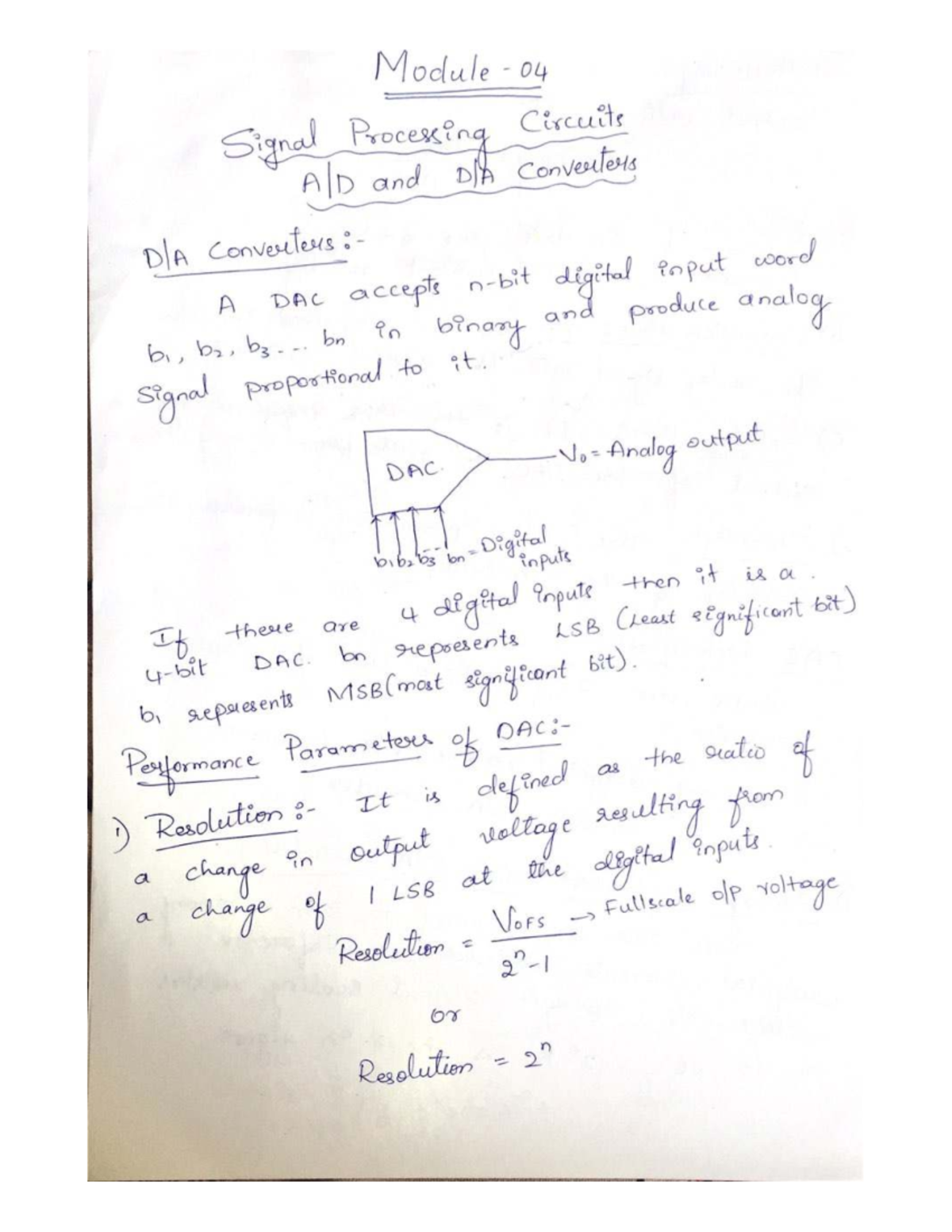 Module 04 Signal Processing Circuits: DAC and ADC Overview - Studocu