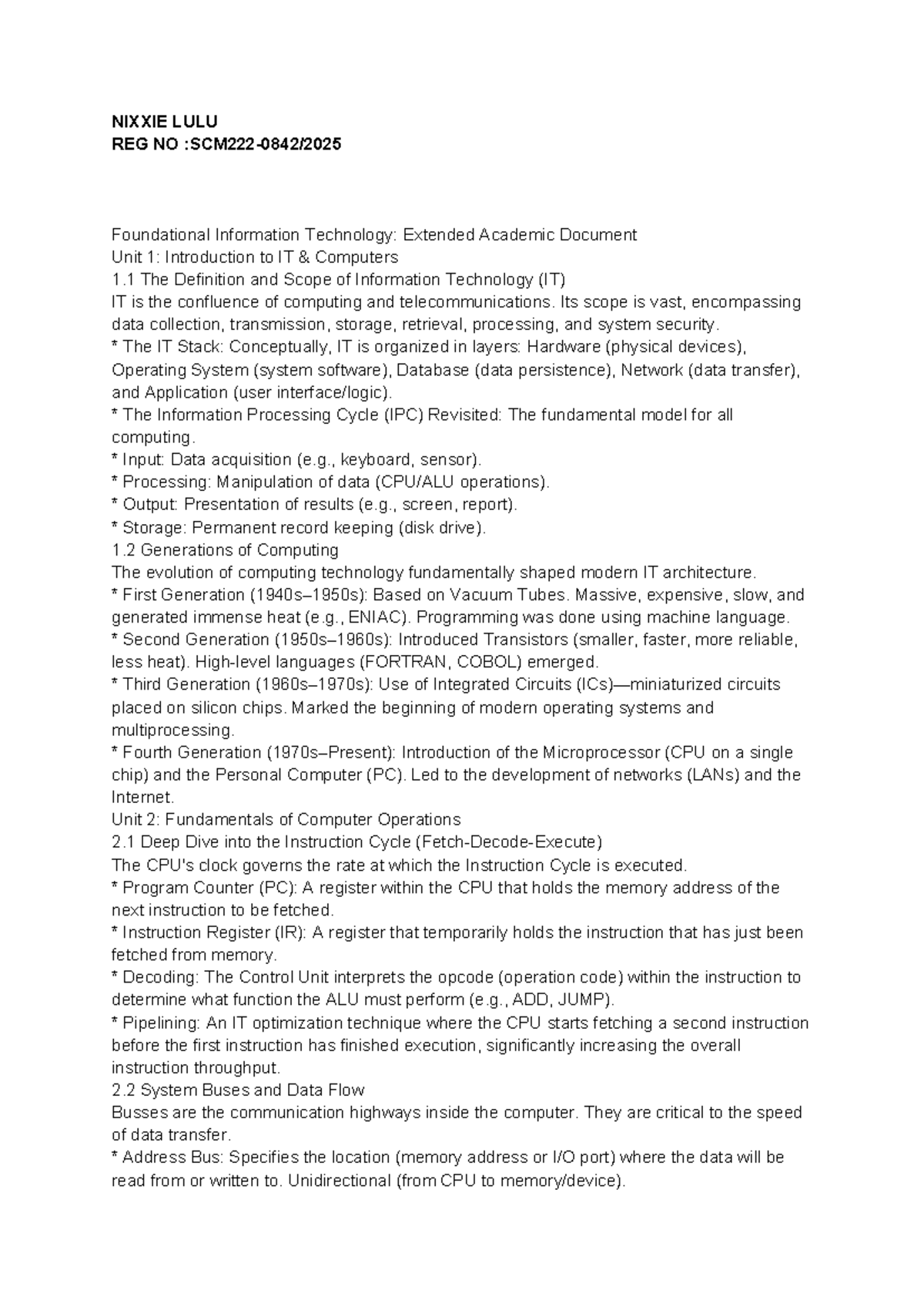 IT 101: Foundational Info Tech Overview & Key Concepts Summary - Studocu