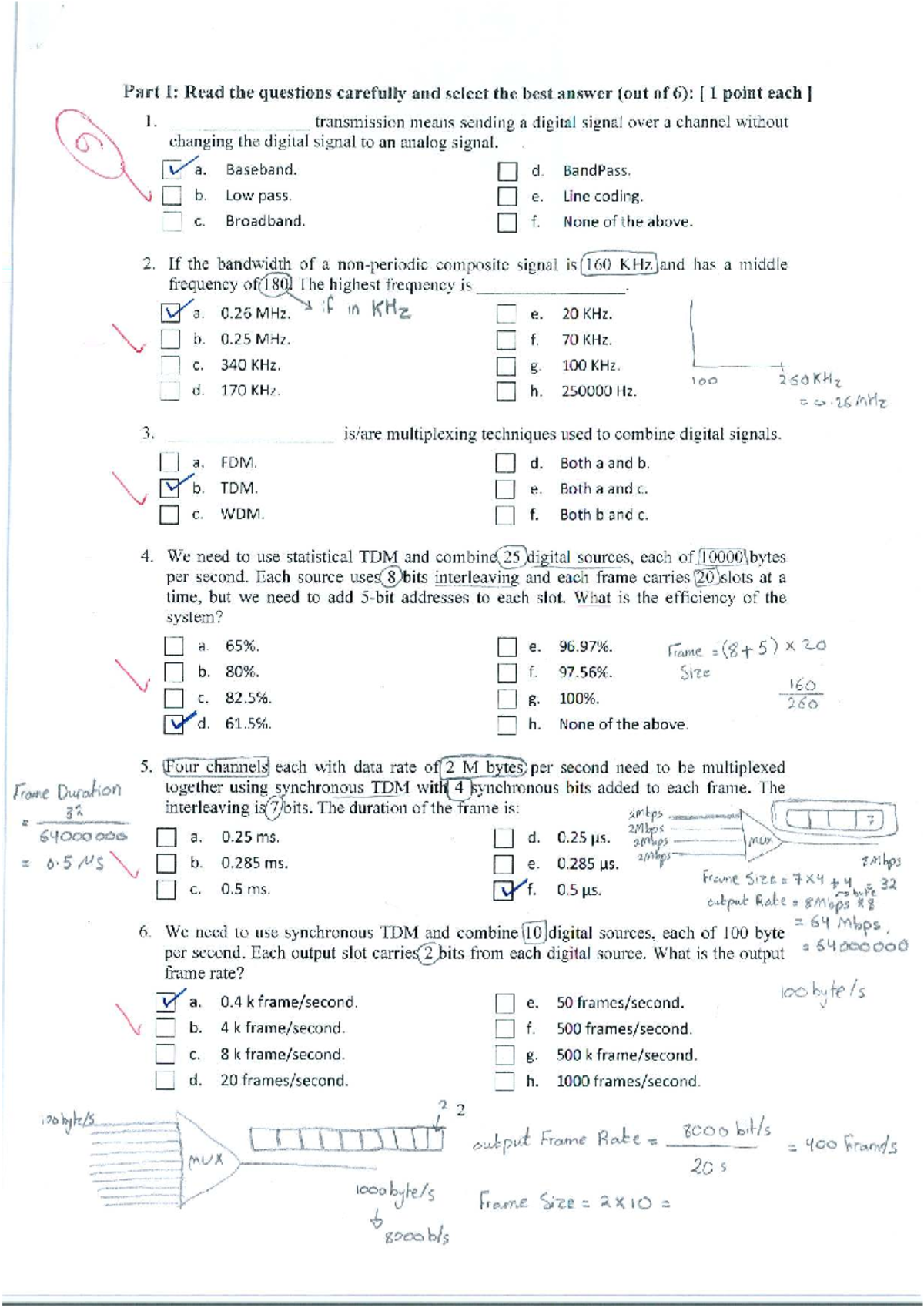 ITCE 352 - Test 2 Key Sample: Digital Signal Transmission & TDM - Studocu