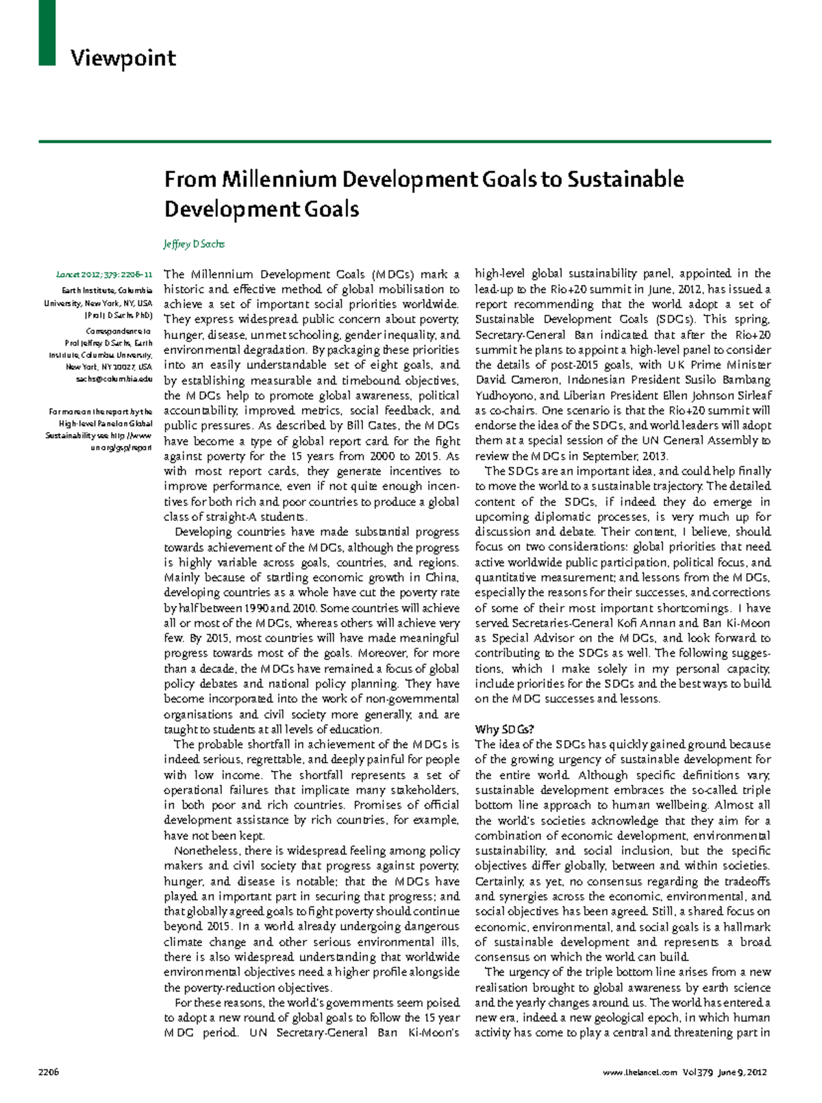 Sustainable Development Goals: Transitioning from MDGs to SDGs - Studocu