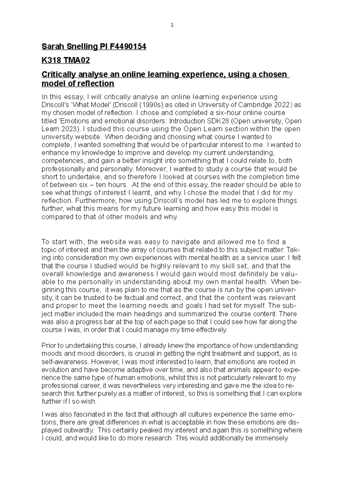 TMA 02 - Sarah Snelling PI F K318 TMA Critically analyse an online ...