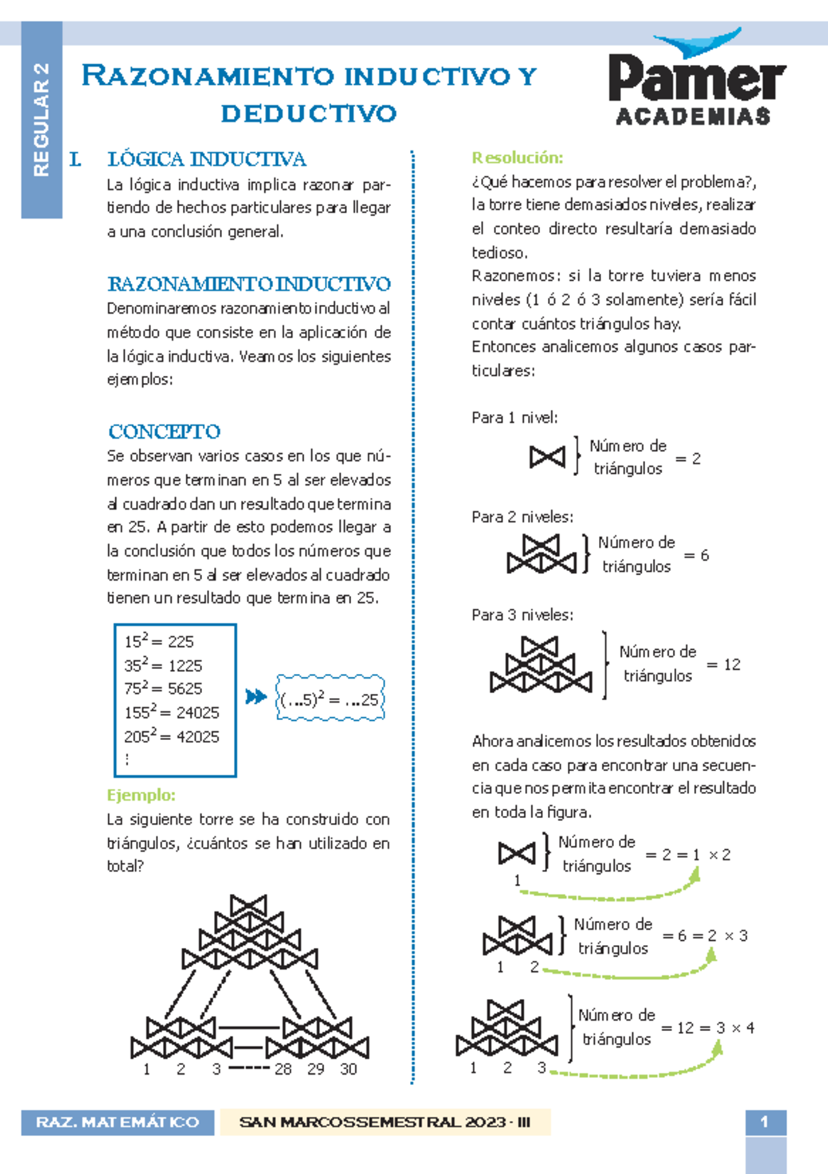 Razonamiento Matemático Reg 2: Inductivo y Deductivo - Semestre III - Studocu