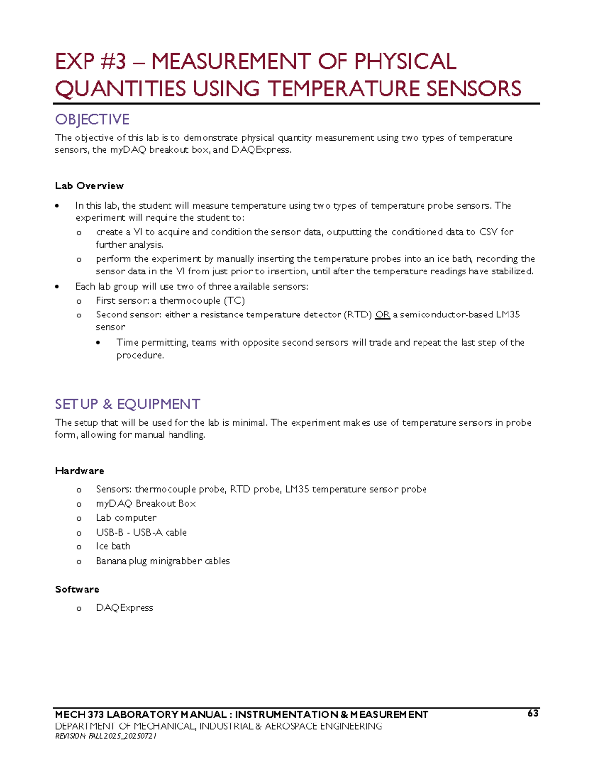 MECH 373 Lab 3: Measurement of Physical Quantities with Temp Sensors ...