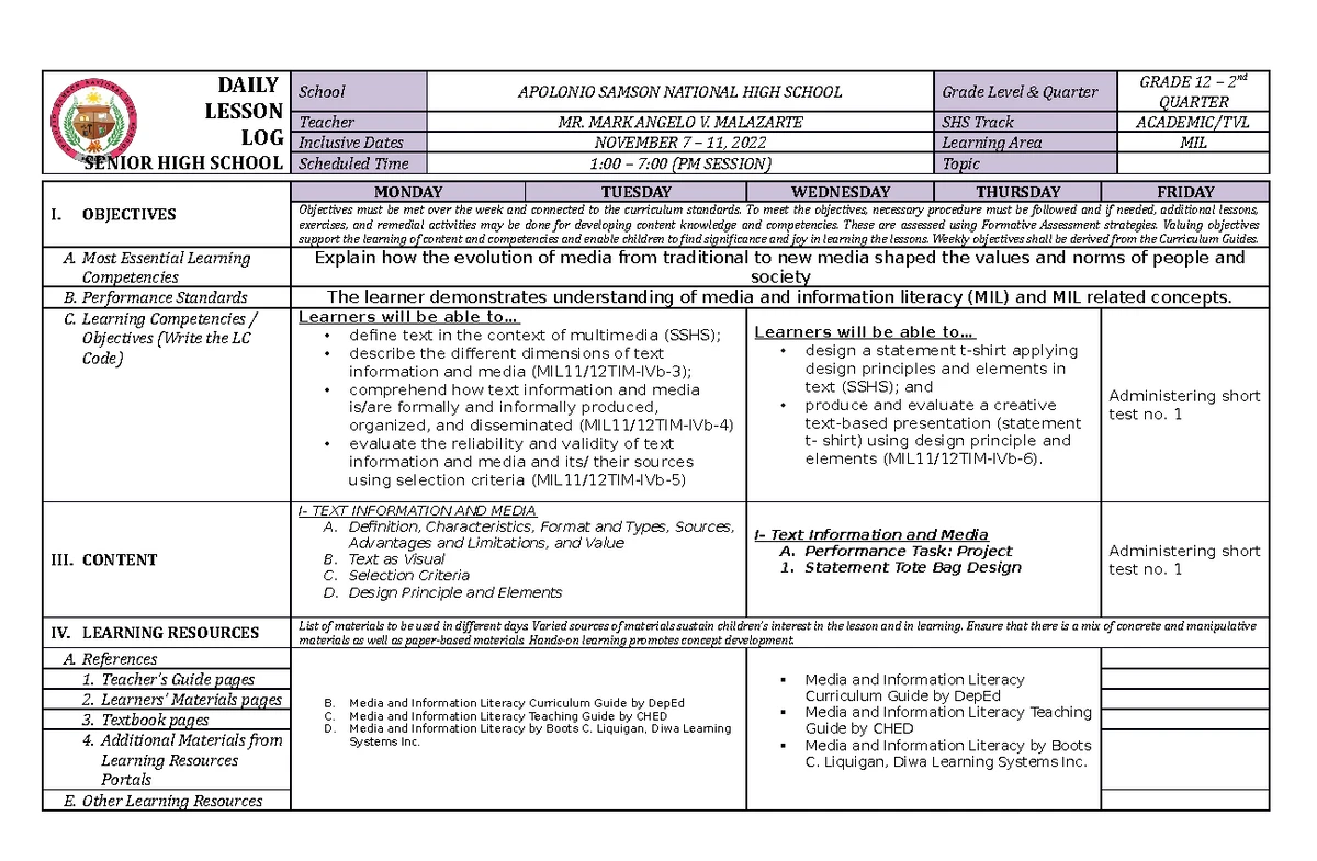 MIL Q4 Module 13 WEEK 7-8 Final - NOT Media and Information Literacy ...