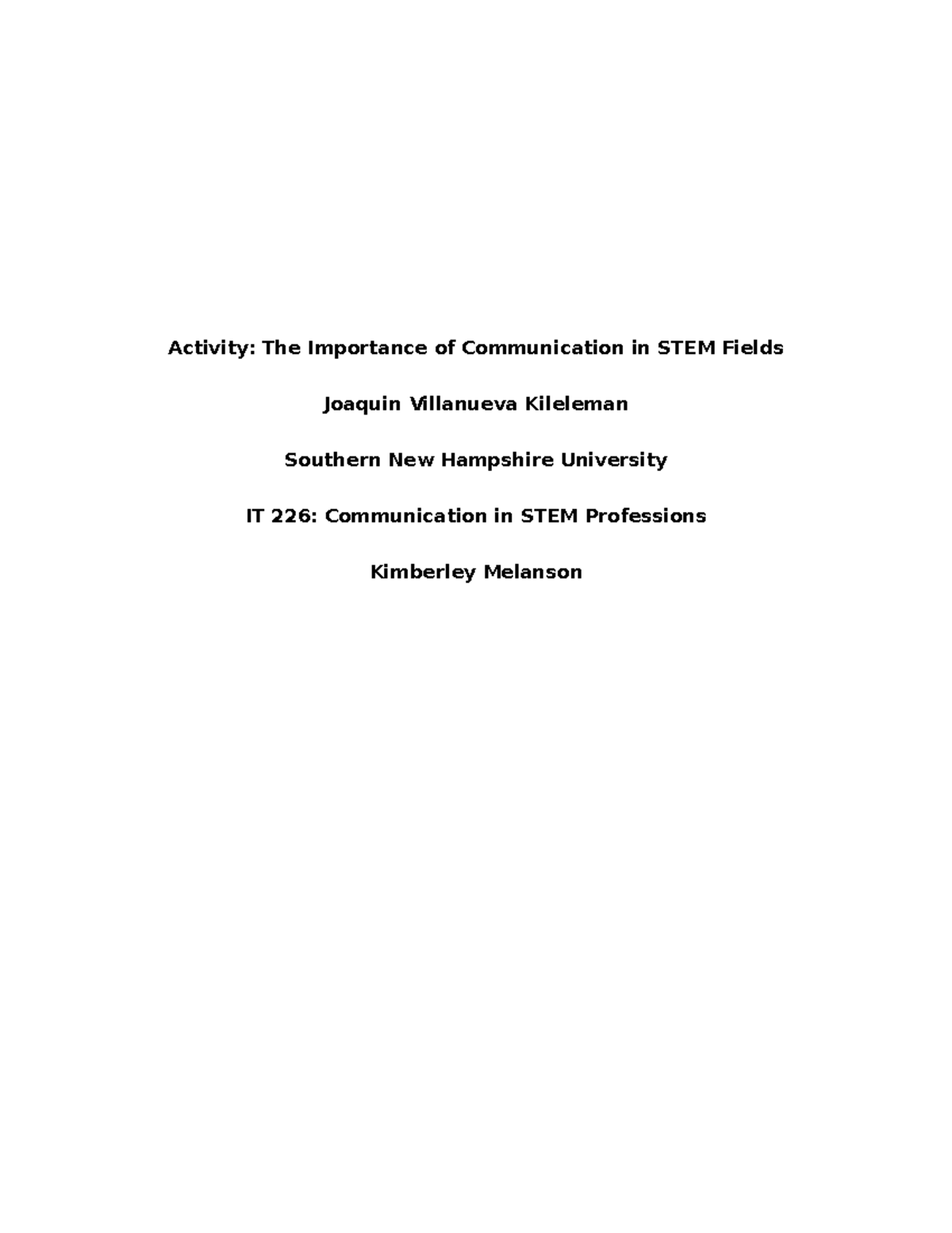 IT 226 - Module One - Activity - Activity: The Importance of ...