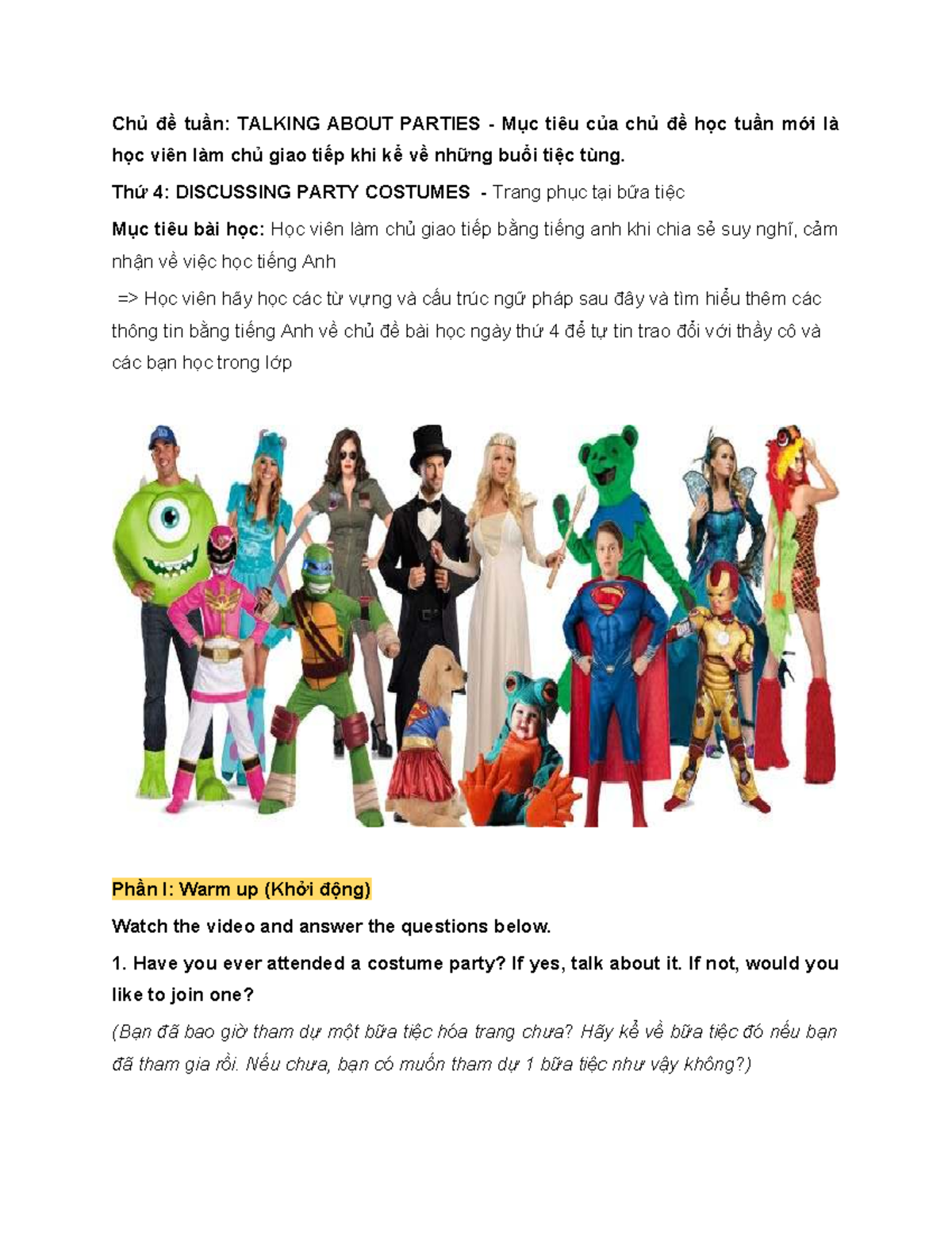 Basic LS 17.08.2022: Talking About Party Costumes - Studocu