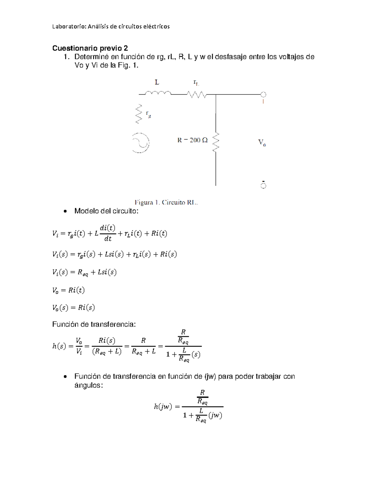 Cuestionario Previo 2: Análisis de Circuitos Eléctricos ACE - Studocu