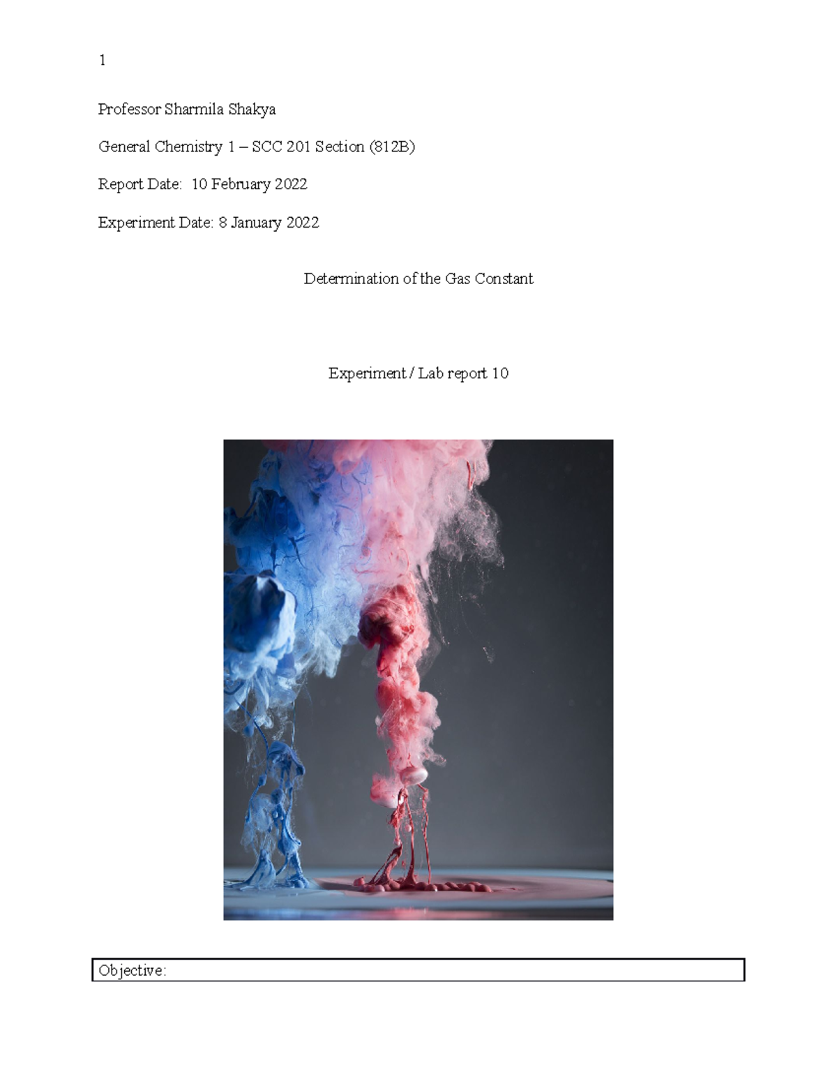Lab 10 Report: Determining the Universal Gas Constant (SCC 201) - Studocu