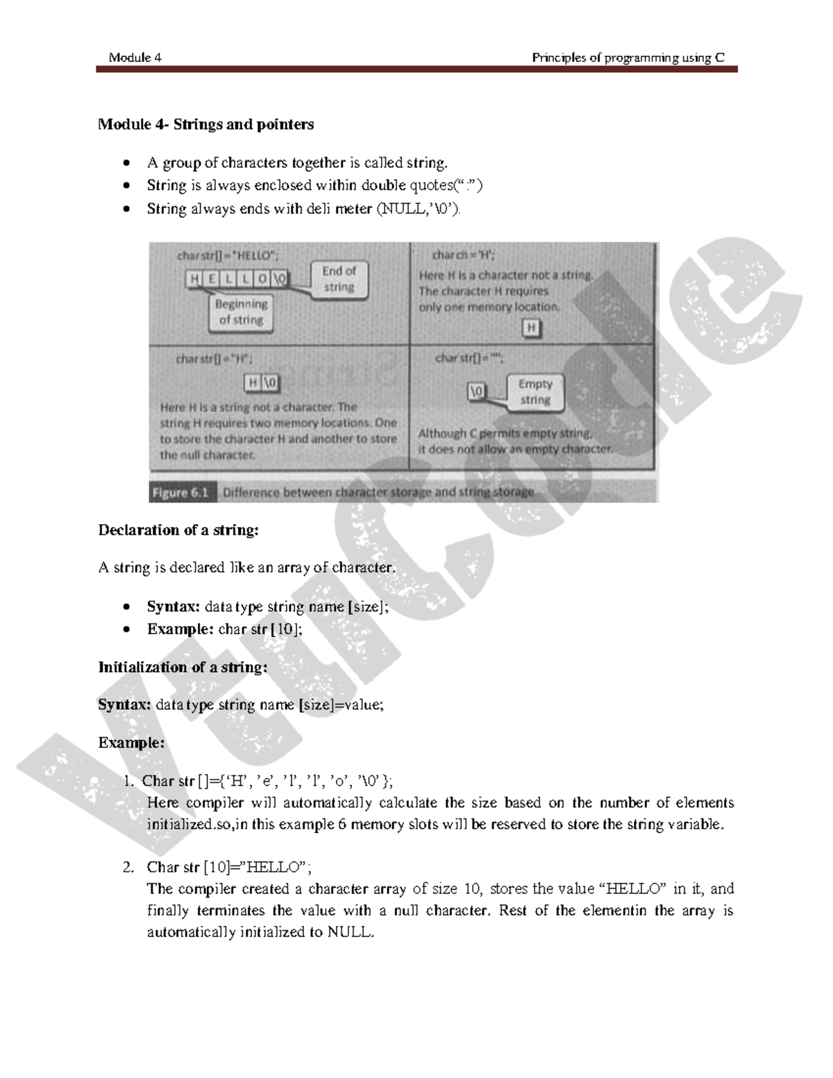 C Mod 4 - Principles of Programming: Strings & Pointers Notes - Studocu