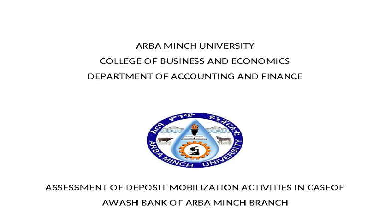 Assessment of Deposit Mobilization Activities at Awash Bank (ACCT 2023 ...