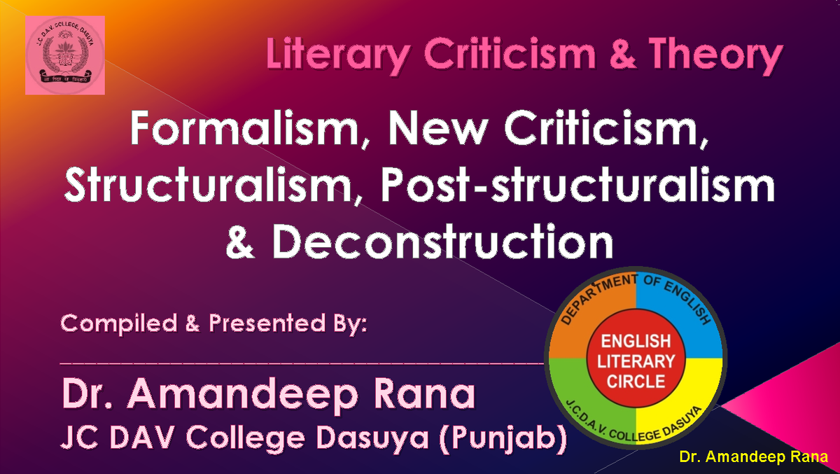 Literary Criticism Theories: Formalism, New Criticism & More - Studocu