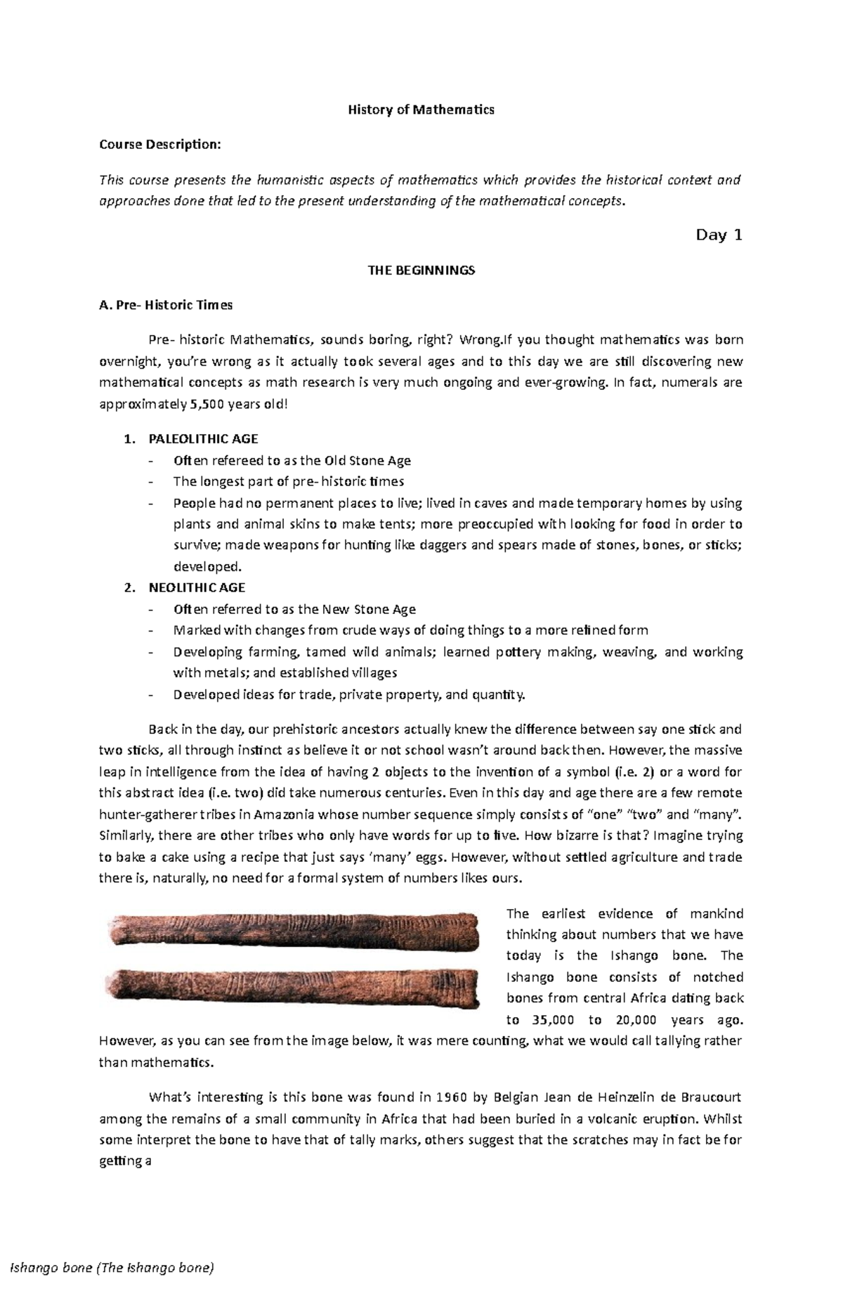 History of Mathematics- week 1 - History of Mathematics Course ...