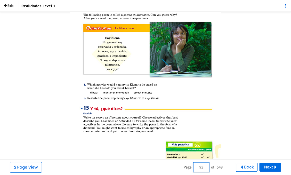 Realidades Level 1 - Poema en Diamante Activity Guide - Studocu