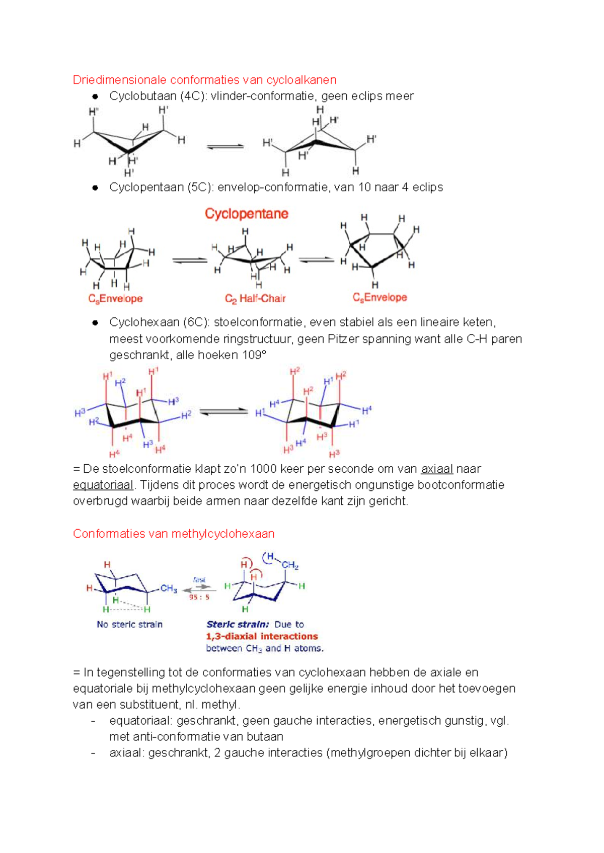 Samenvatting Org Chem HST 1 Deel 3: Conformaties van Cycloalkanen - Studocu