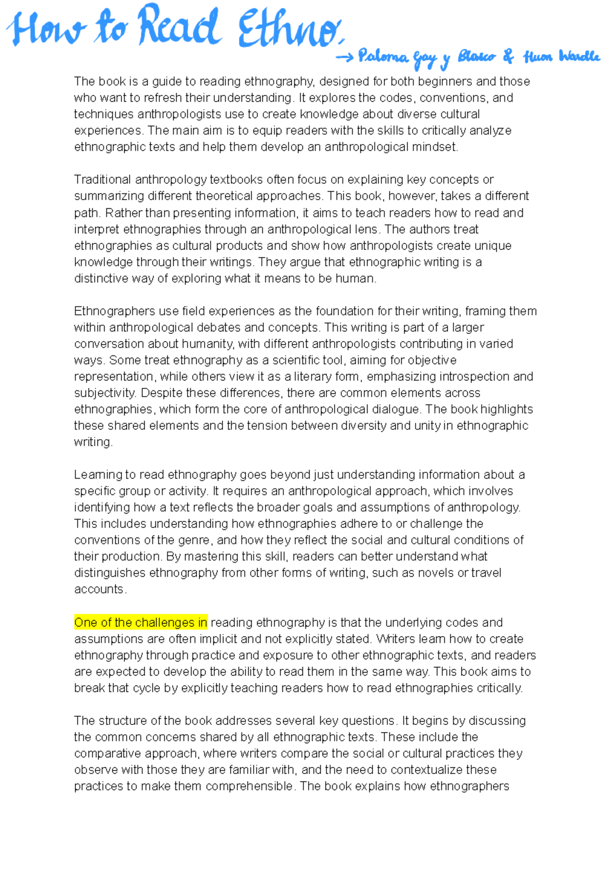 R-3: A Guide to Reading Ethnography for Beginners and Beyond - Studocu
