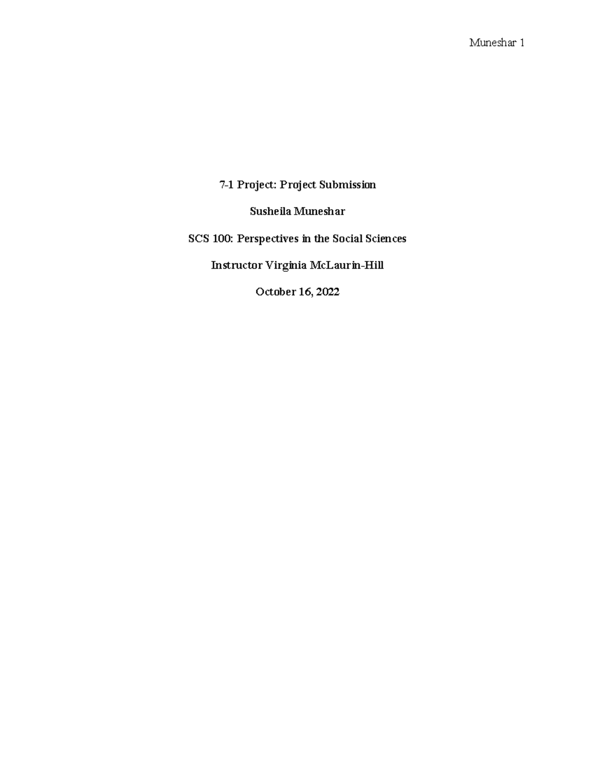 SCS 100 Module 7 Project - 7-1 Project: Project Submission Susheila ...