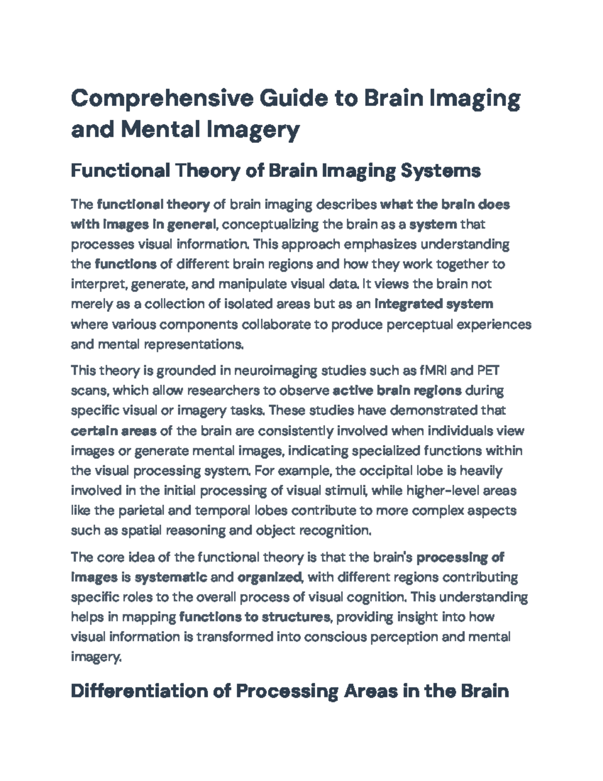 Comprehensive Guide to Brain Imaging & Cognitive Processes (PSY 301 ...