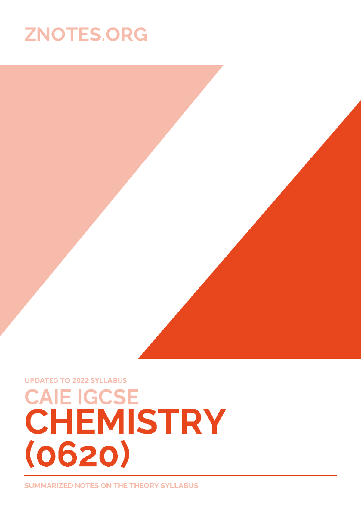 ZNotes: IGCSE Chemistry (0620) Summary of Theory Syllabus - Studocu