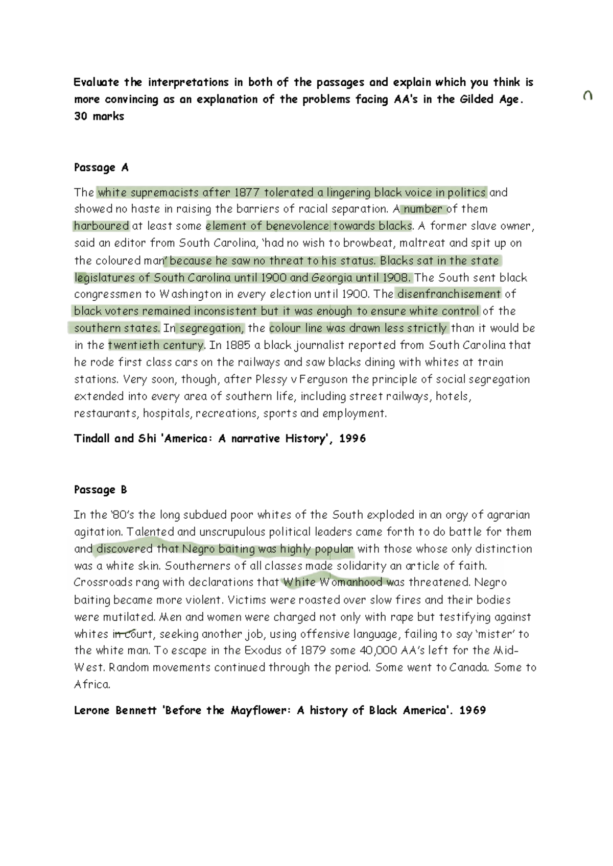 Gilded Age Analysis: Comparing Interpretations of Racial Issues - Studocu