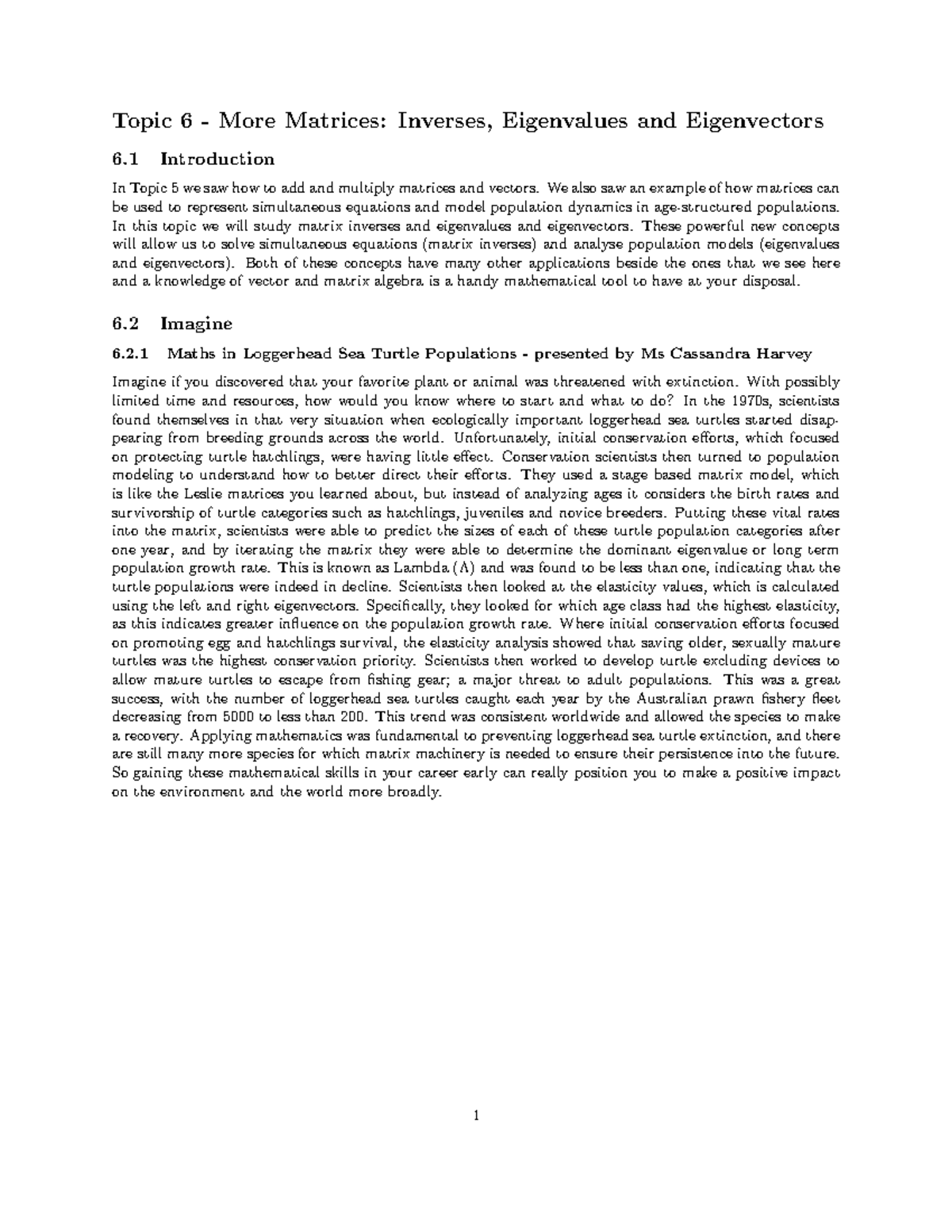 MATH1050 Topic 6: Matrices, Inverses, Eigenvalues & Eigenvectors - Studocu